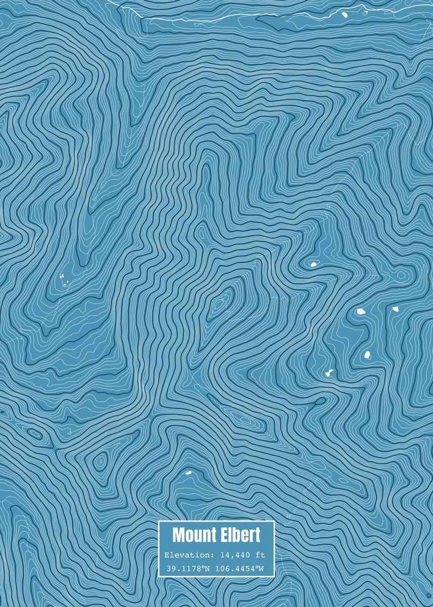 'Mt Elbert Topo Map Blue' Poster by Outward Cartography | Displate