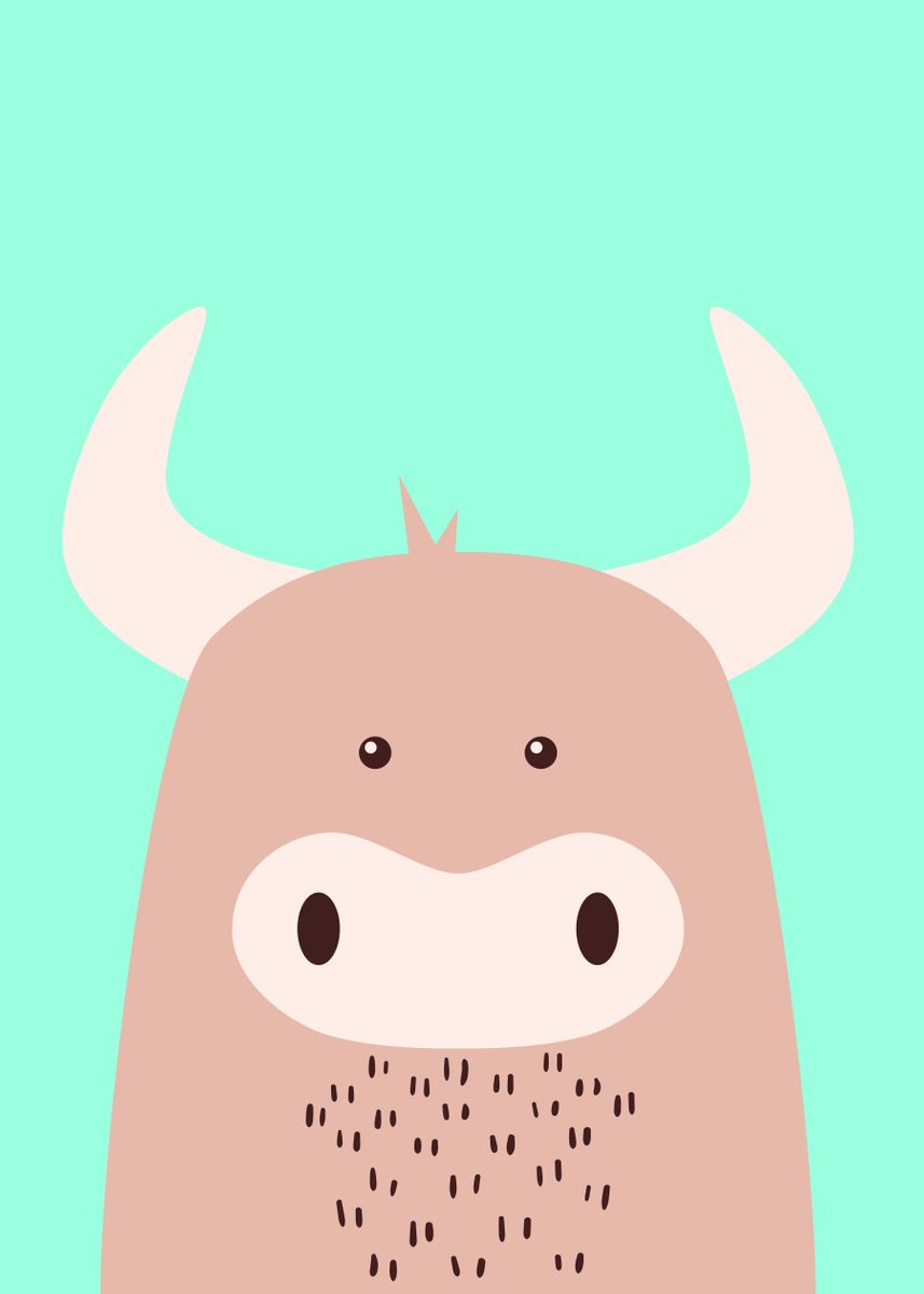 'Bull' Poster, picture, metal print, paint by Queensy Collin | Displate