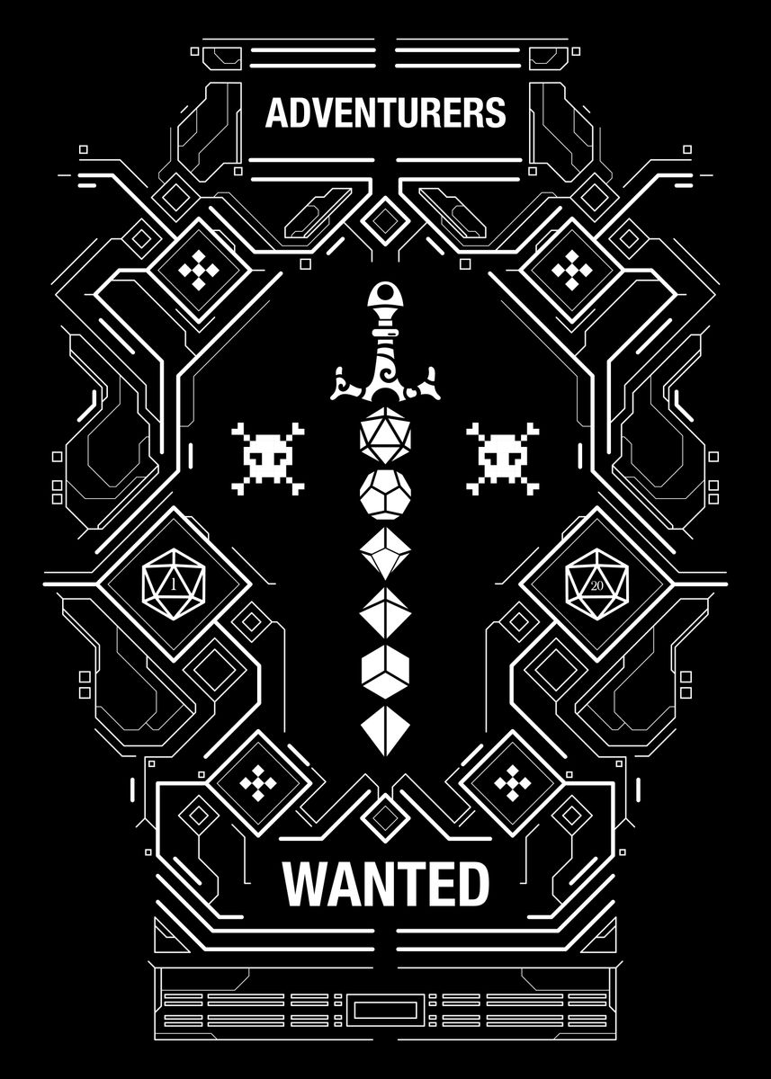 'Adventurers Wanted Dice' Poster, picture, metal print, paint by ...