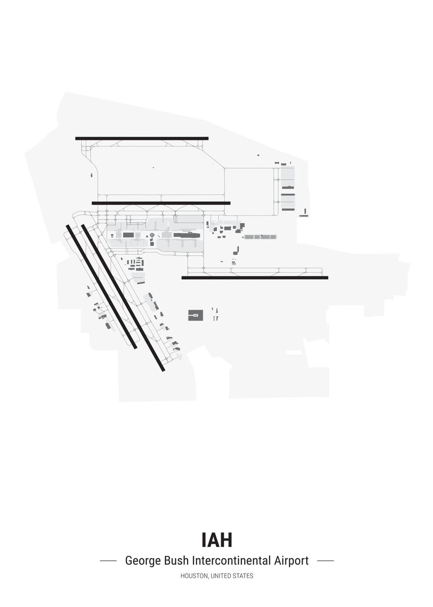 'George Bush Airport Map' Poster, picture, metal print, paint by ...