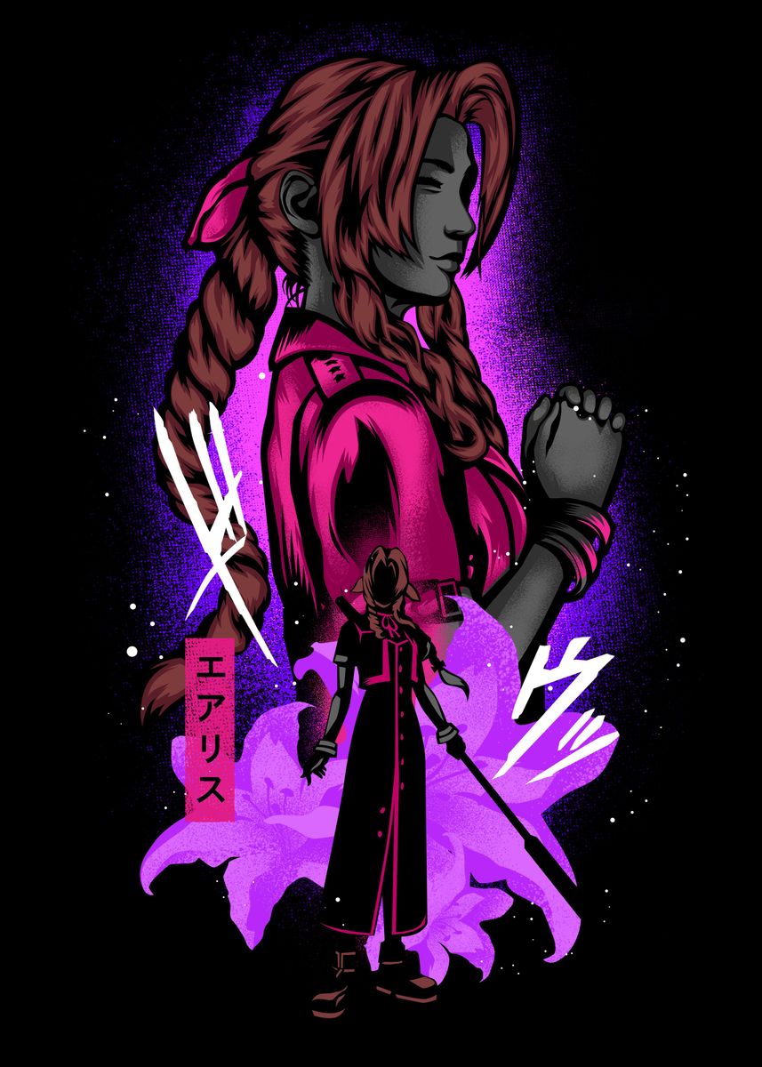 'Aerith' Poster, picture, metal print, paint by Hyper Twenty | Displate