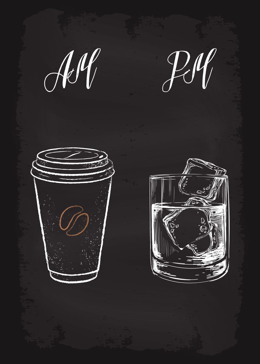 'AM Coffee PM Whisky' Poster, picture, metal print, paint by dkDesign ...