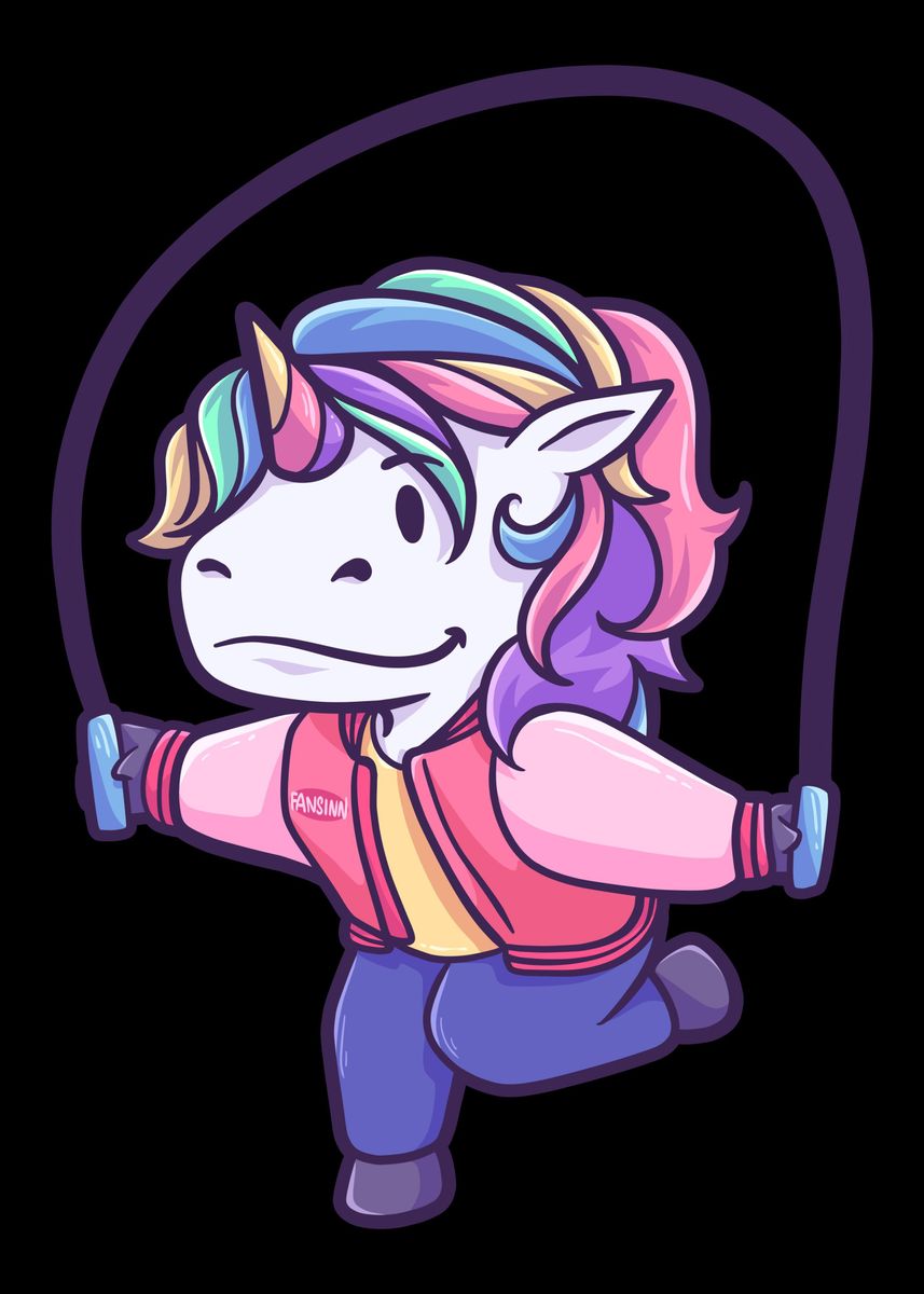 'Unicorn jumping rope Sport' Poster, picture, metal print, paint by ...