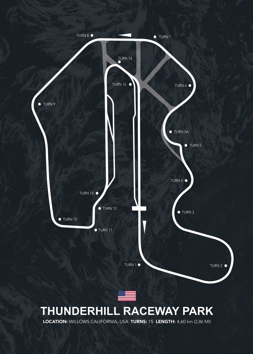 'Thunderhill Circuit ' Poster, picture, metal print, paint by Mapsters ...