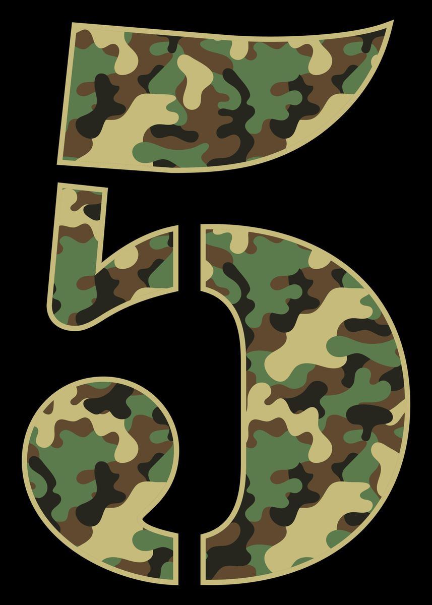 '5th Birthday Gift Camo' Poster, picture, metal print, paint by ...