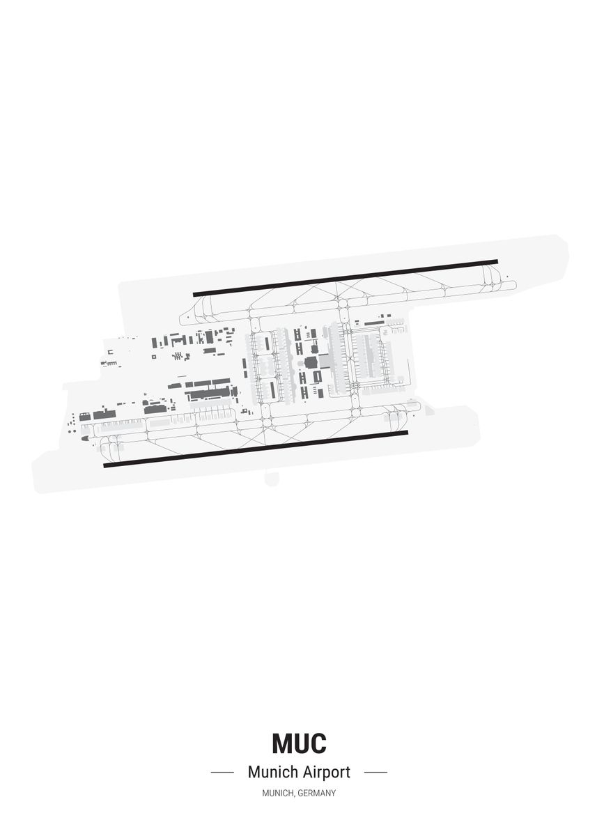 'Munich Airport Map' Poster, picture, metal print, paint by Conceptual ...