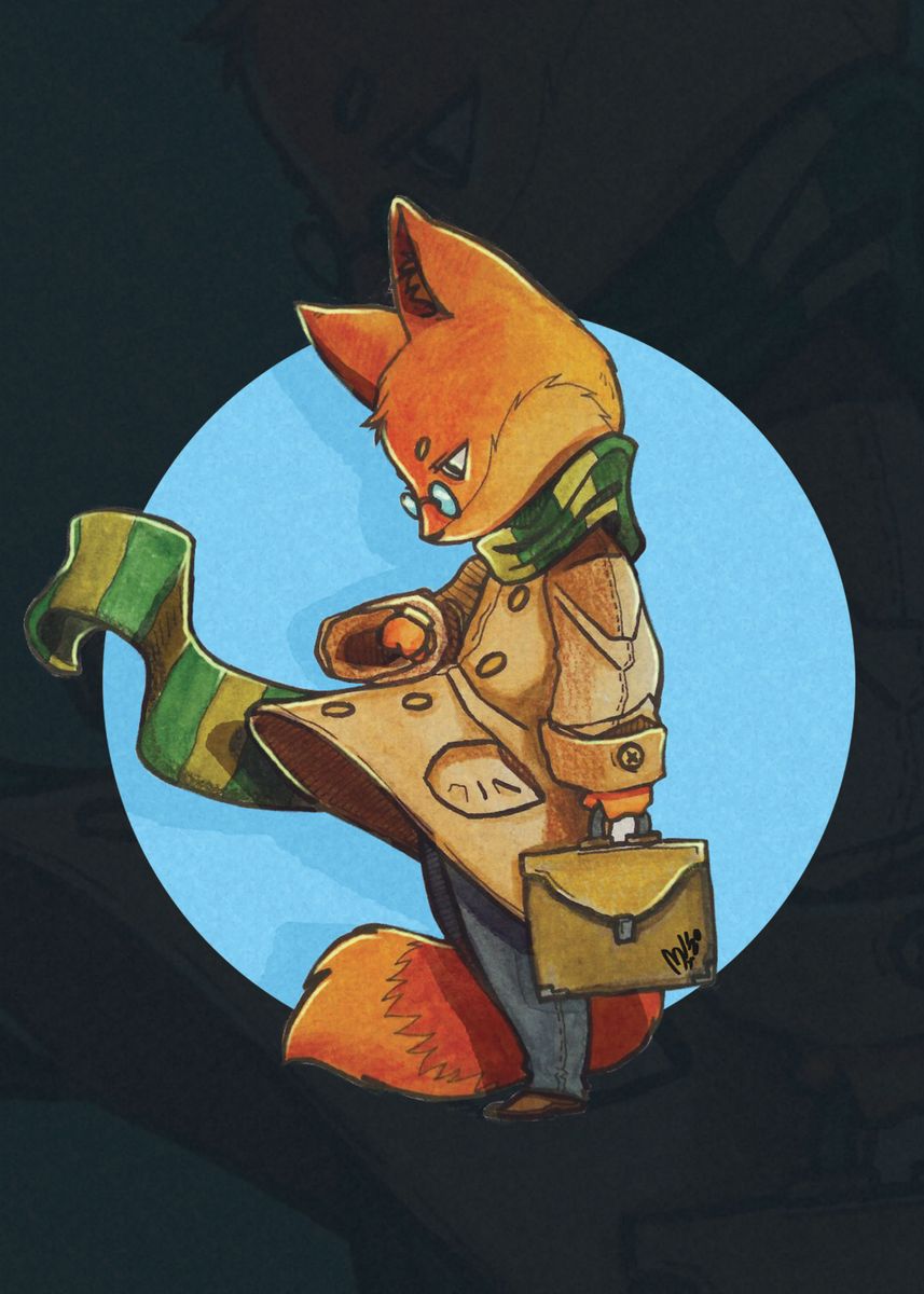 'Mr Fox is Late' Poster, picture, metal print, paint by Mara Sandulescu ...