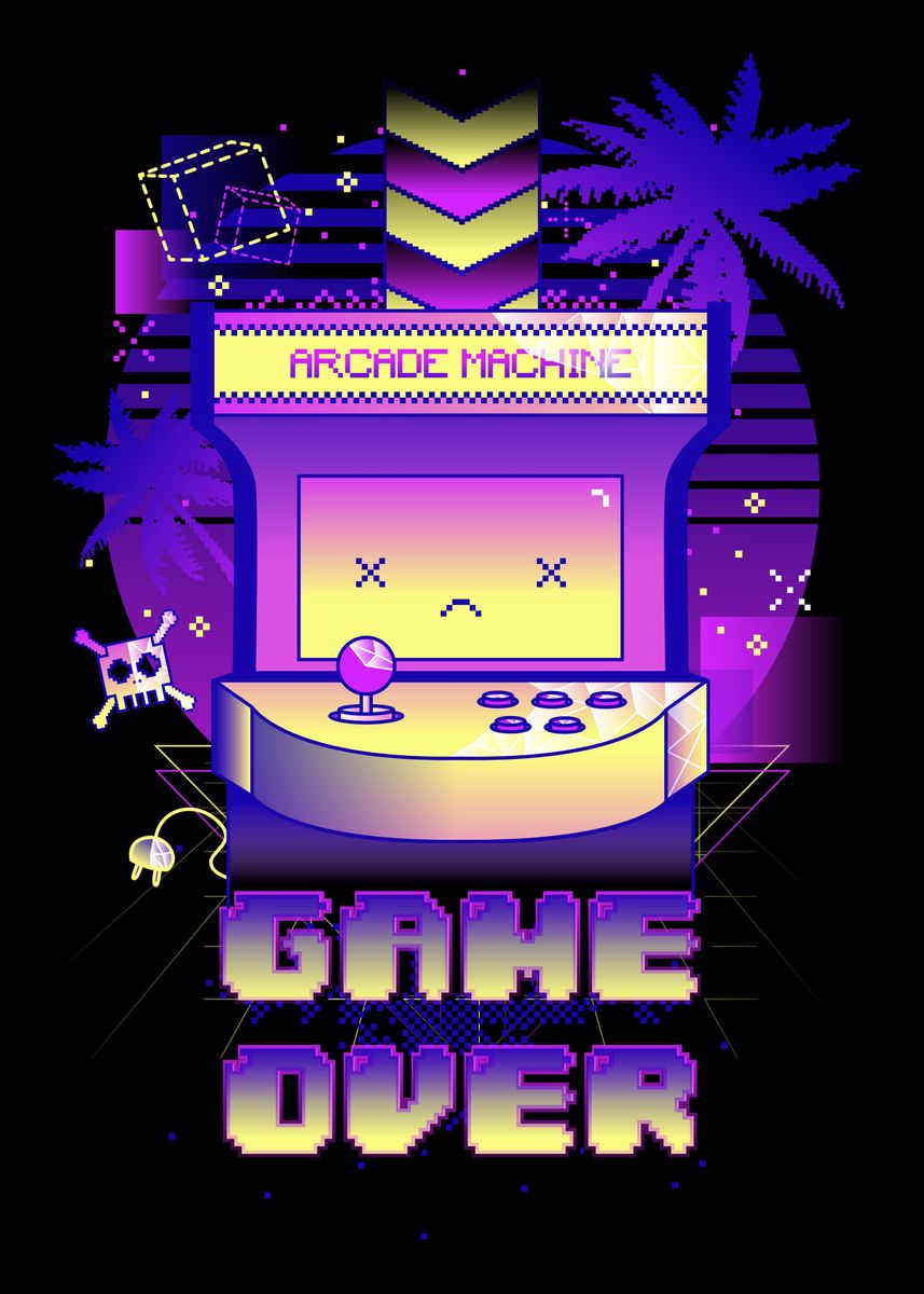 'Arcade Game Over' Poster, picture, metal print, paint by Donnie | Displate