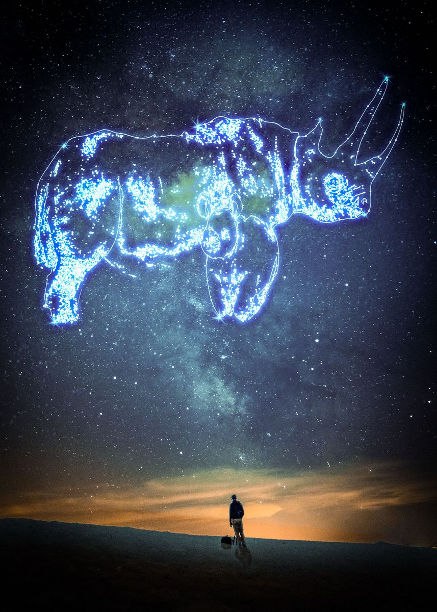 'Rhino Constellation' Poster, picture, metal print, paint by Tariq ...