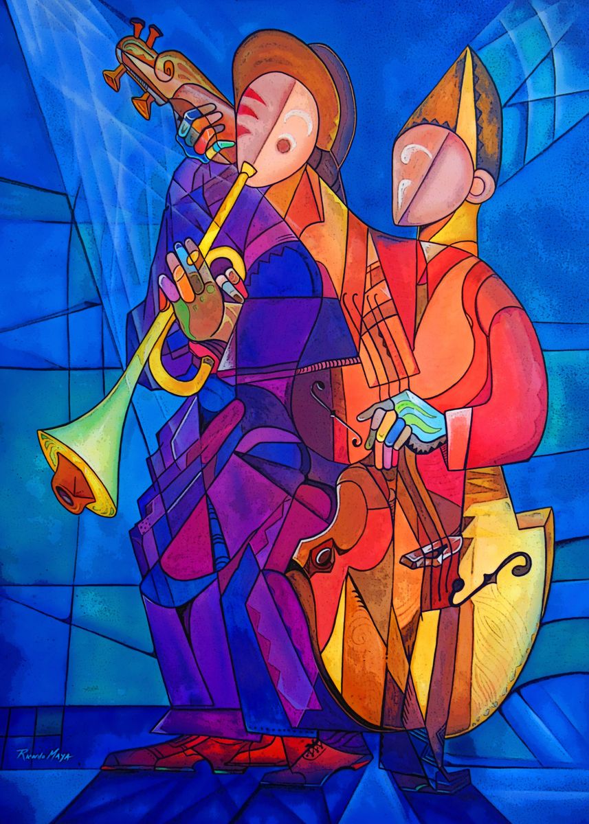 'Street jazz musicians' Poster, picture, metal print, paint by Ricardo ...