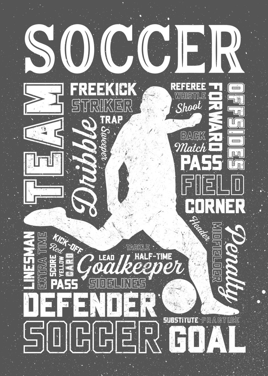 'Soccer Word Art Typography' Poster, picture, metal print, paint by ...