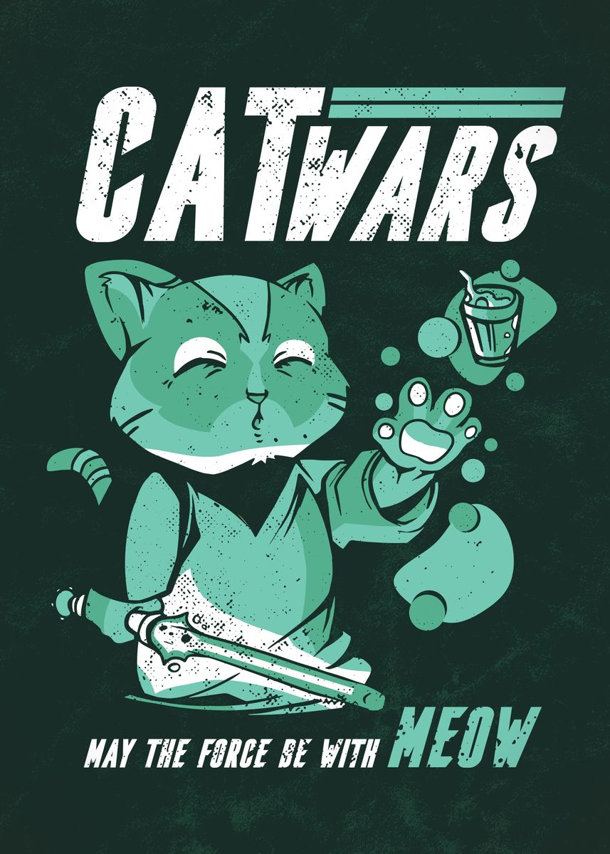 'Cat Wars' Poster, picture, metal print, paint by David Godbehere ...