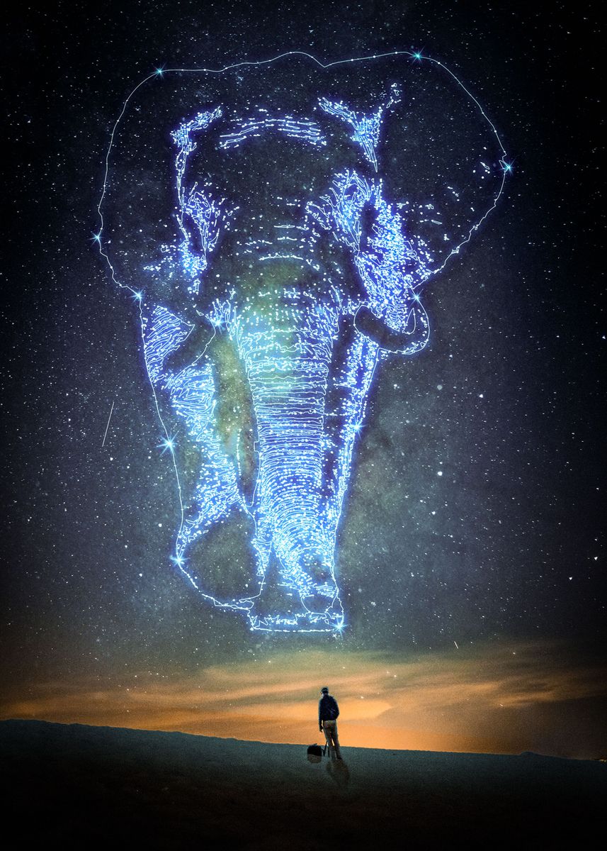 'Elephant Constellation' Poster, picture, metal print, paint by Tariq ...