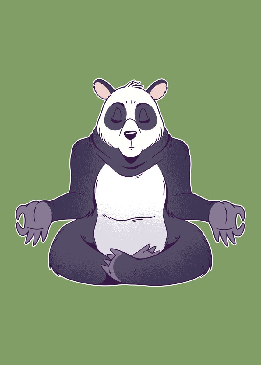 'Panda Meditating' Poster, picture, metal print, paint by Never Try ...