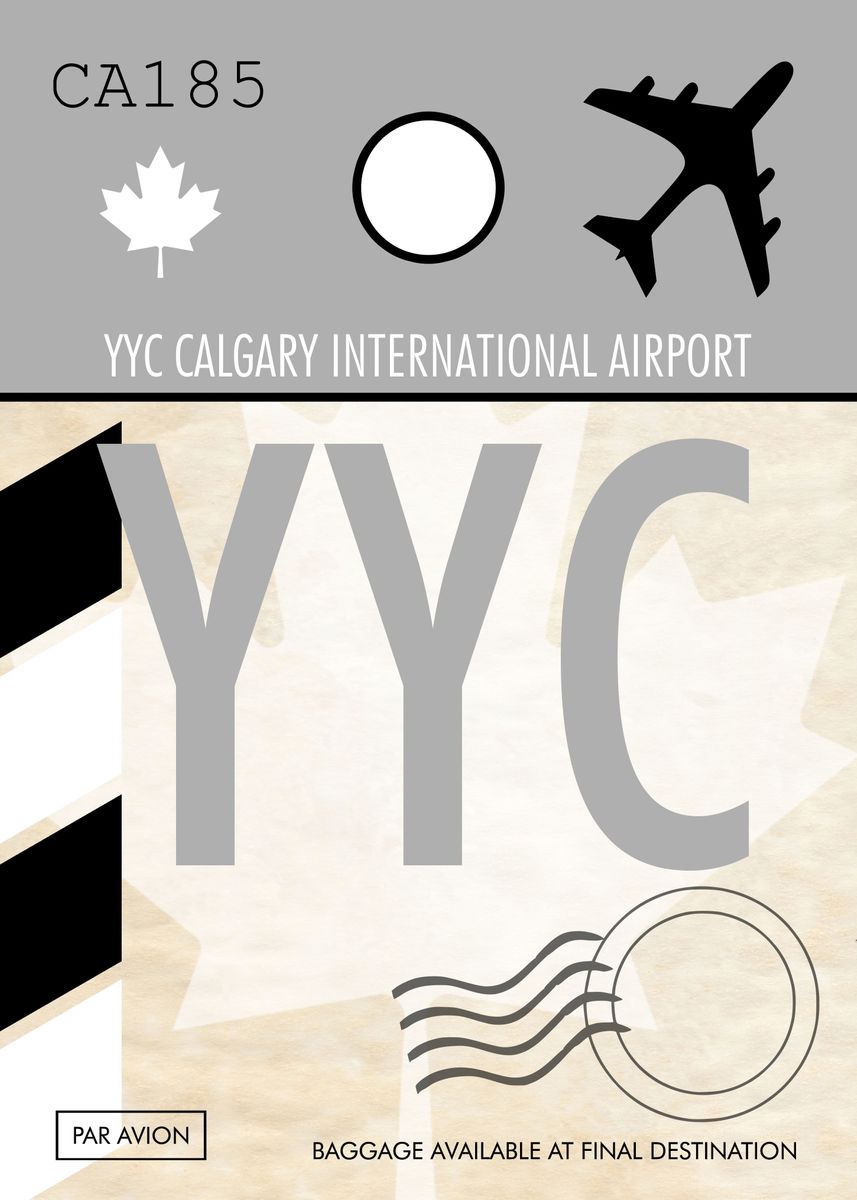 'AIRPORT CODE Calgary YYC' Poster, picture, metal print, paint by ...