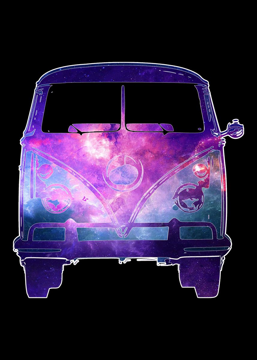 'Cute Camper Van Summer Boh' Poster, picture, metal print, paint by ...