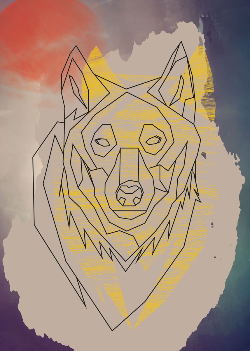 'Wolf Color Geometric' Poster, picture, metal print, paint by Nicolas ...