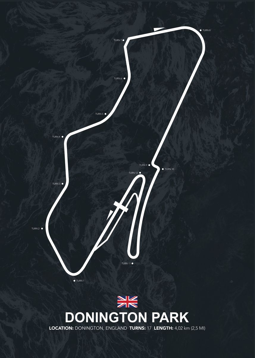 'Donington Park' Poster, picture, metal print, paint by Mapsters | Displate