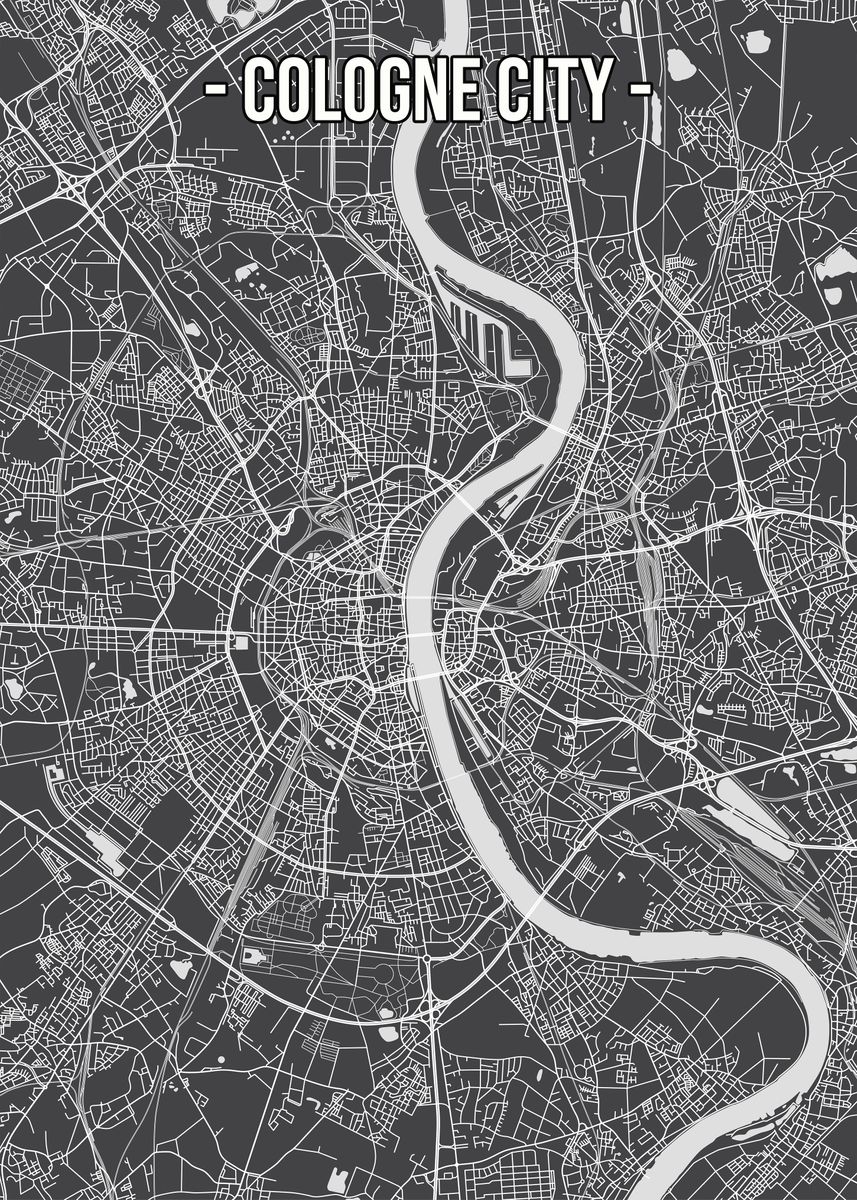 'cologne germany map' Poster by noer thoif | Displate