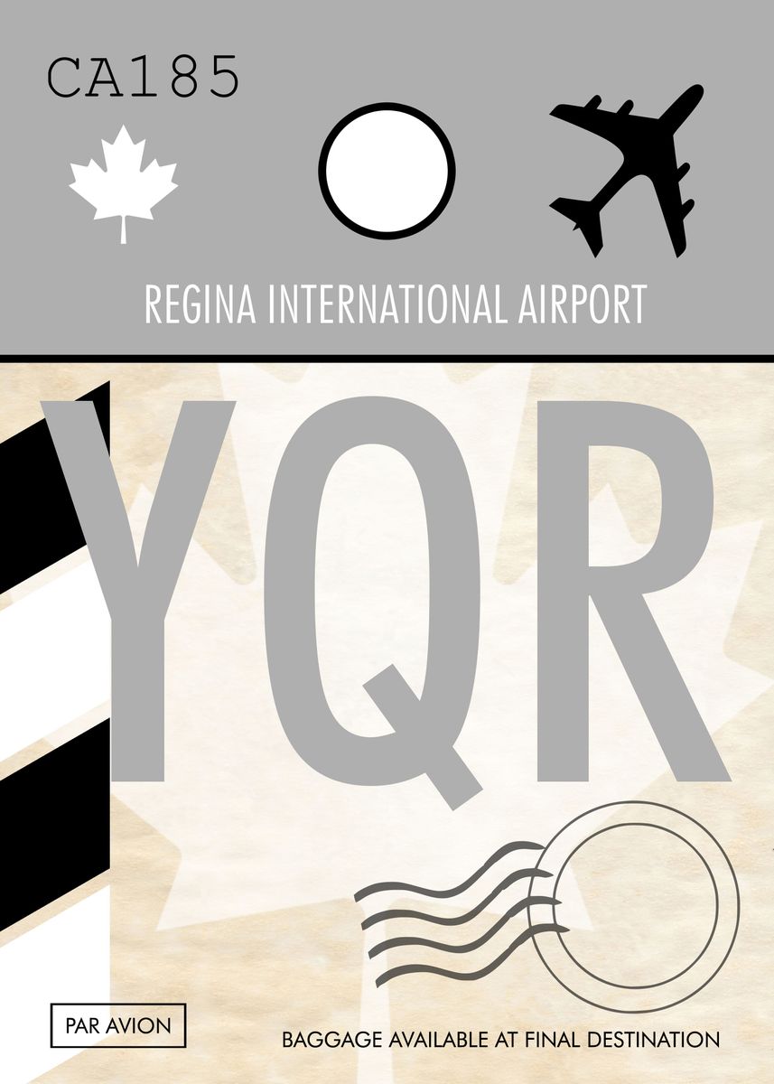 'AIRPORT CODE Regina' Poster, picture, metal print, paint by Atomic Chinook | Displate