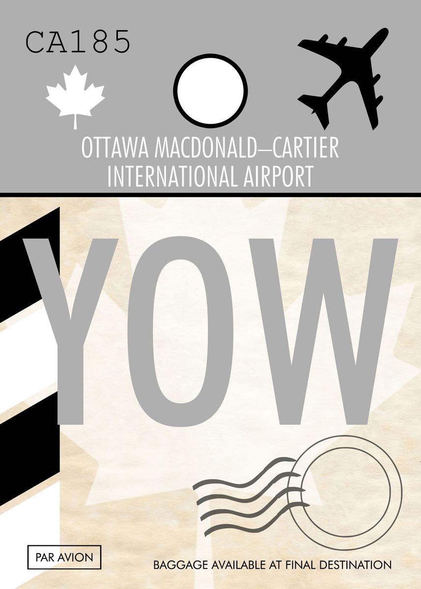 'AIRPORT CODE Ottawa YOW' Poster, picture, metal print, paint by Atomic ...