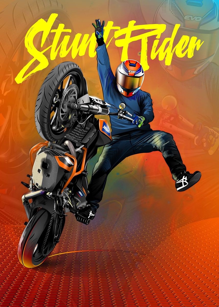 'Stunt Rider' Poster, picture, metal print, paint by Marthin Anthony ...