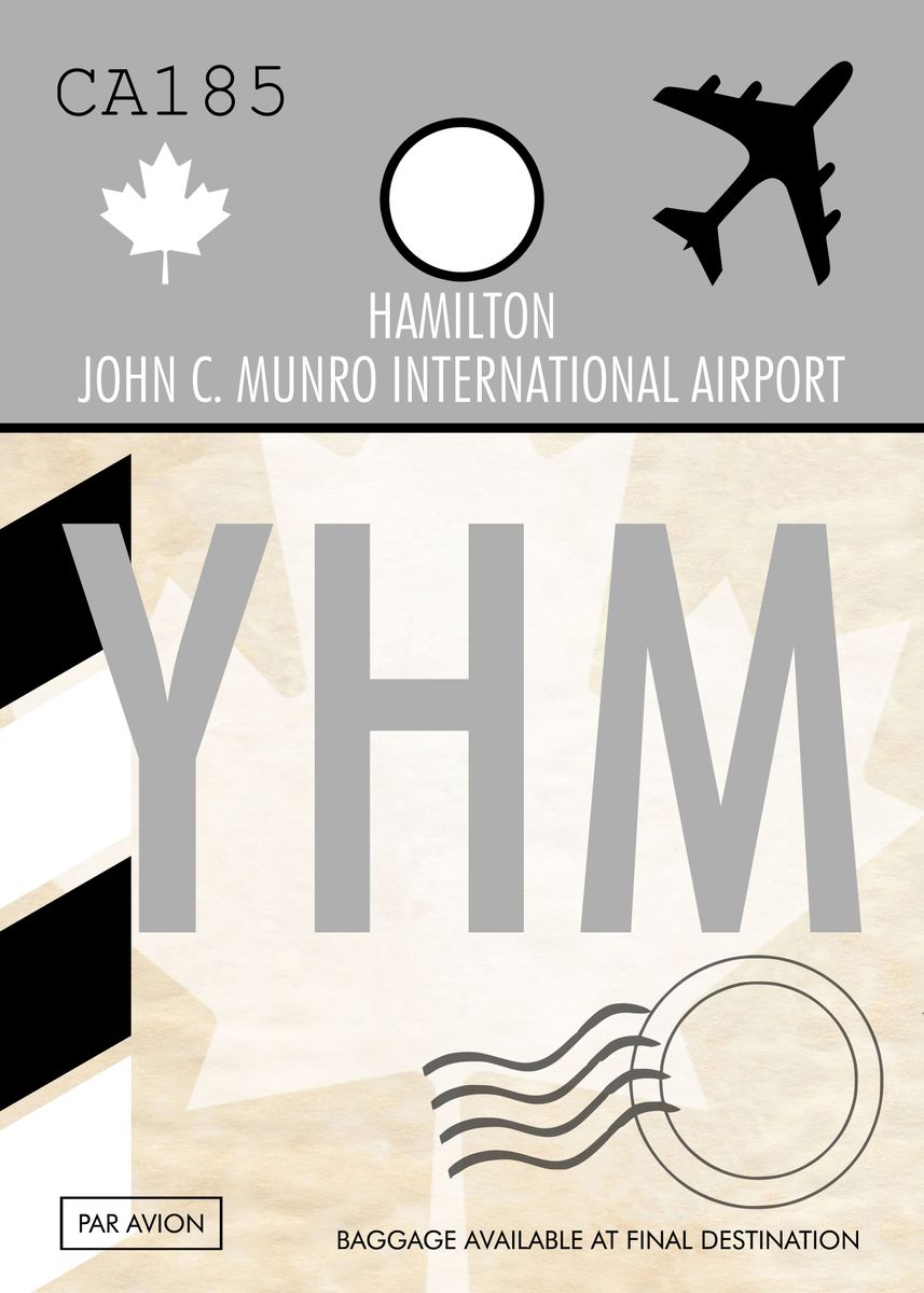 'AIRPORT CODE Hamilton YHM' Poster, picture, metal print, paint by ...