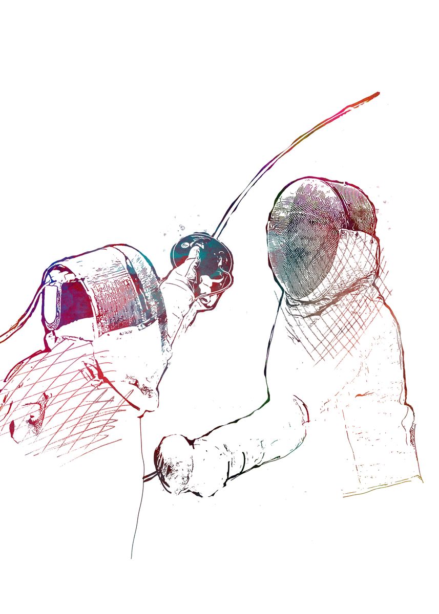'Fencing sport' Poster, picture, metal print, paint by JBJart Justyna ...