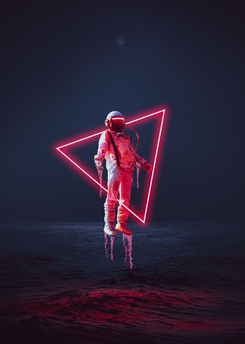 'Float Red' Poster, picture, metal print, paint by Anees Mufti | Displate