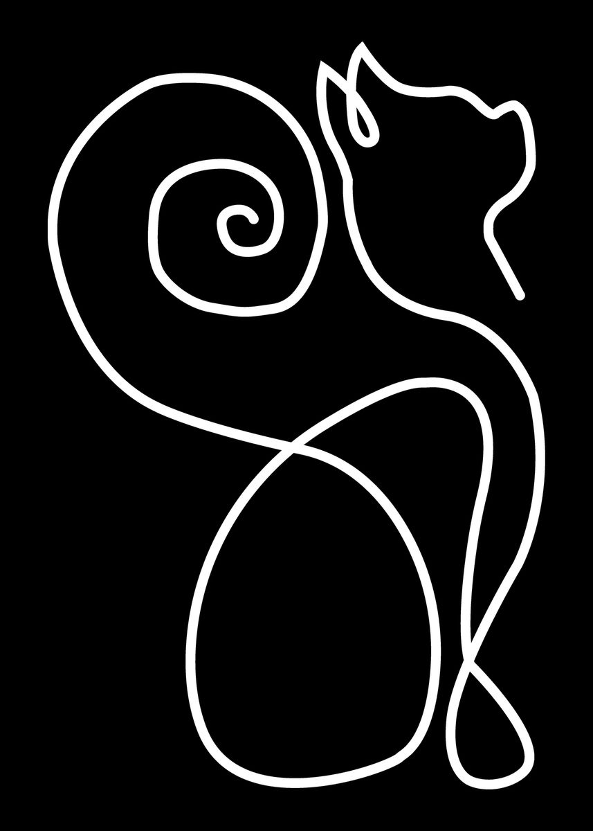 'Line Art Cat' Poster, picture, metal print, paint by Robert | Displate