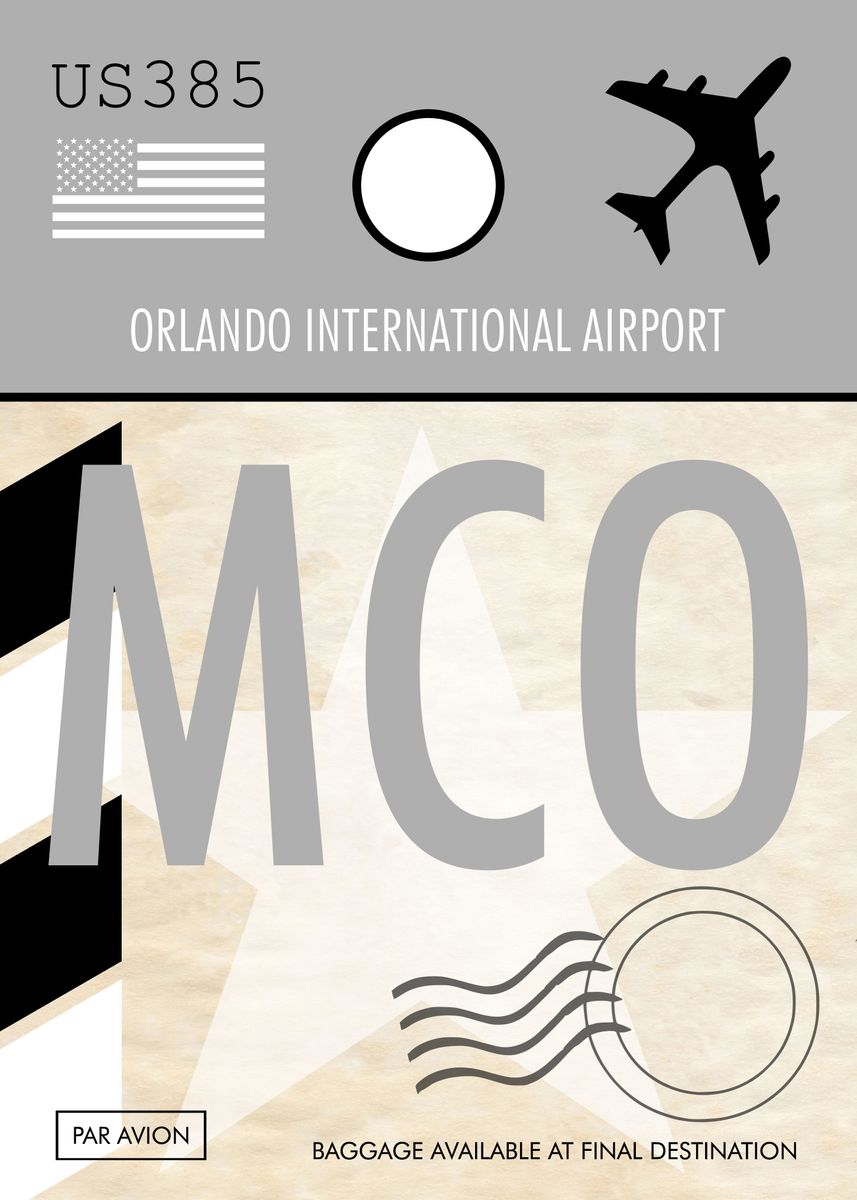 'AIRPORT TAG ORLANDO' Poster, picture, metal print, paint by Atomic ...