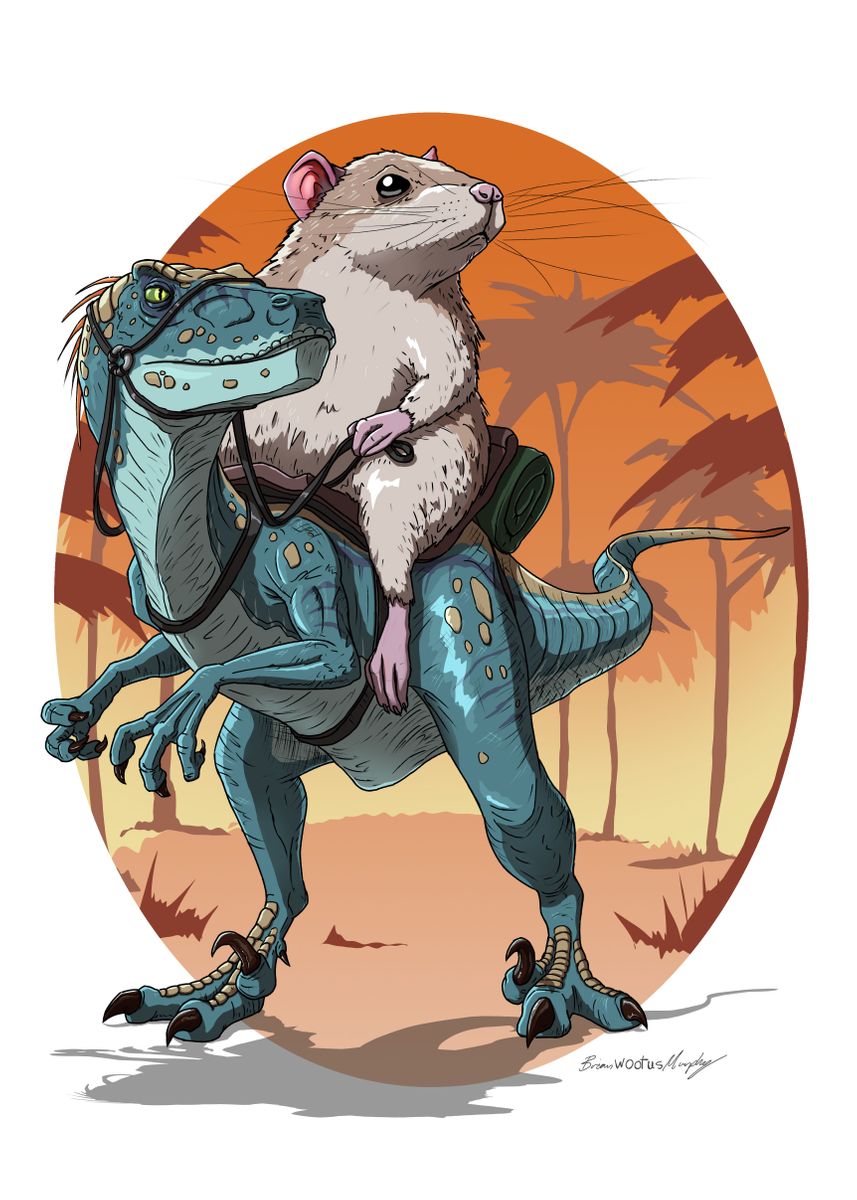'Rat Raptor Rider' Poster, picture, metal print, paint by wootusart ...