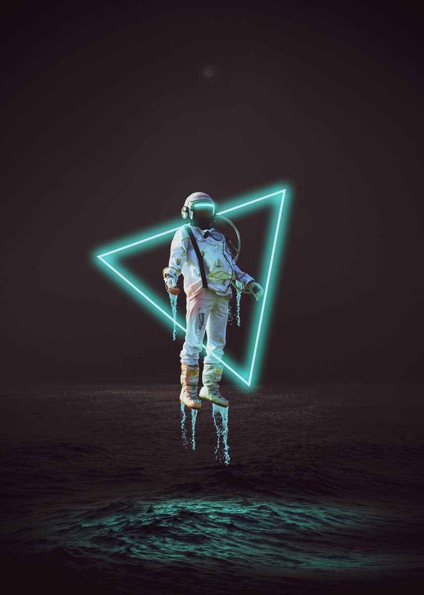 'Float Blue' Poster, picture, metal print, paint by Anees Mufti | Displate