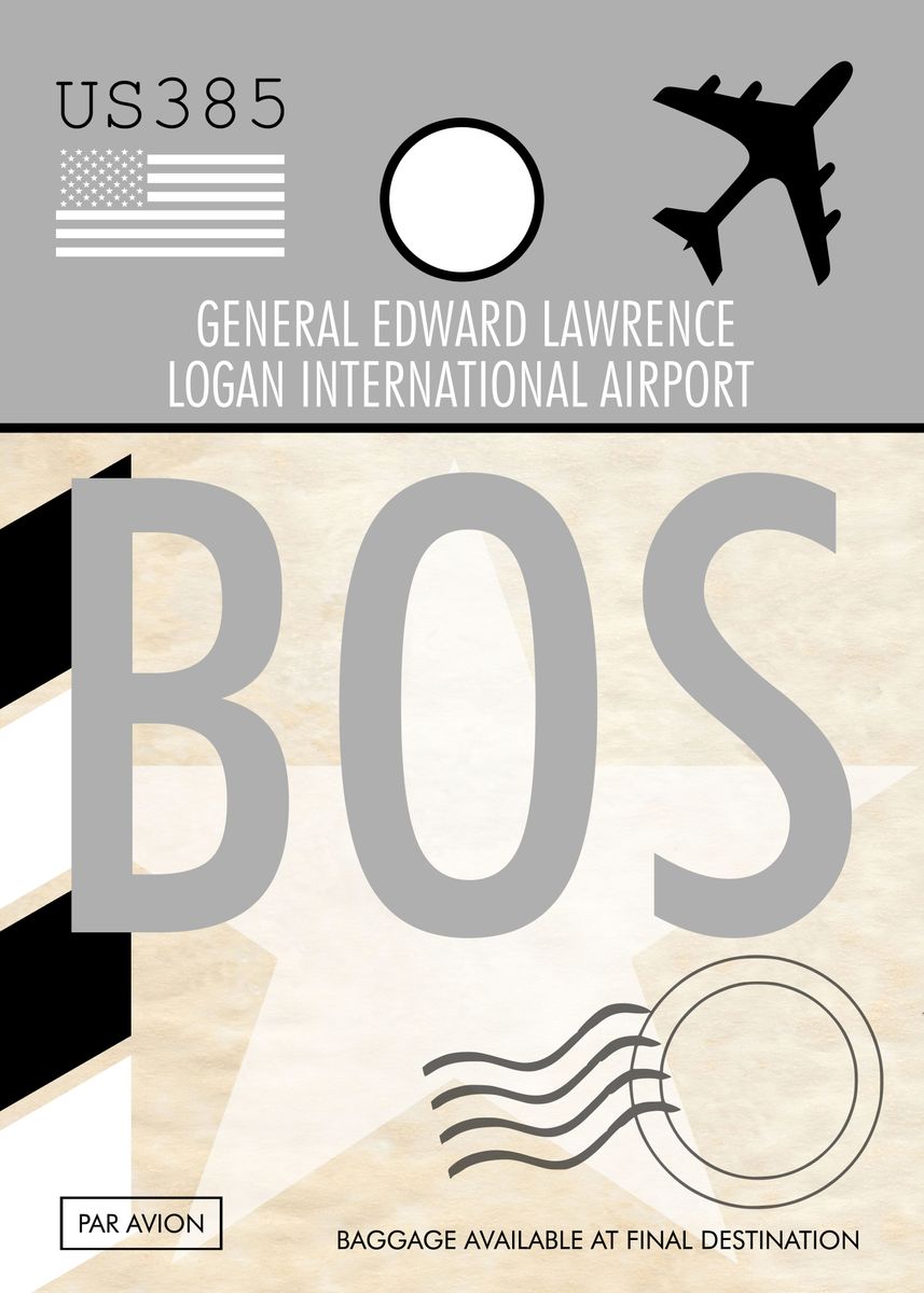 'AIRPORT CODE BOSTON' Poster, picture, metal print, paint by Atomic ...