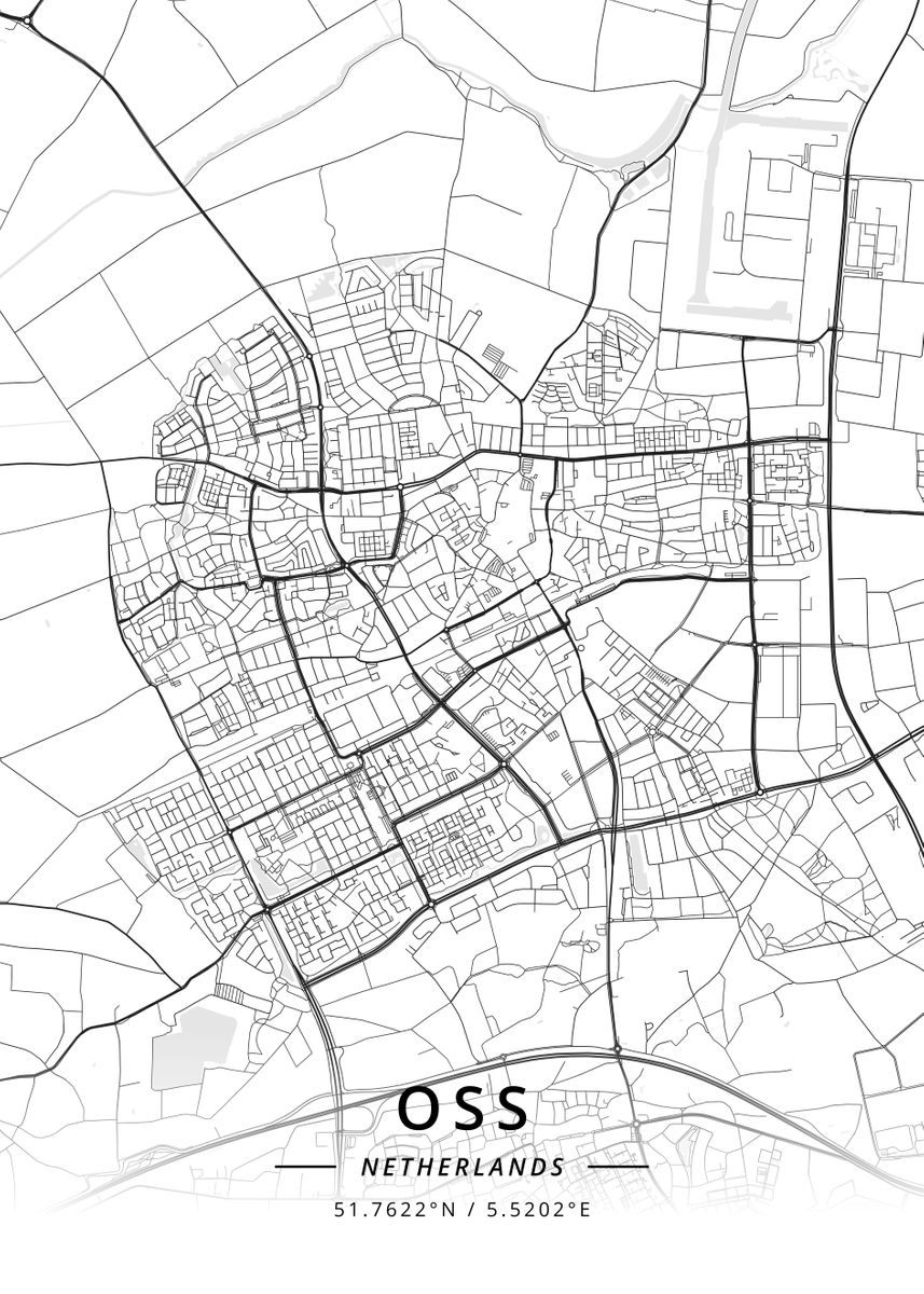 'Oss Netherlands' Poster, picture, metal print, paint by Designer Map ...