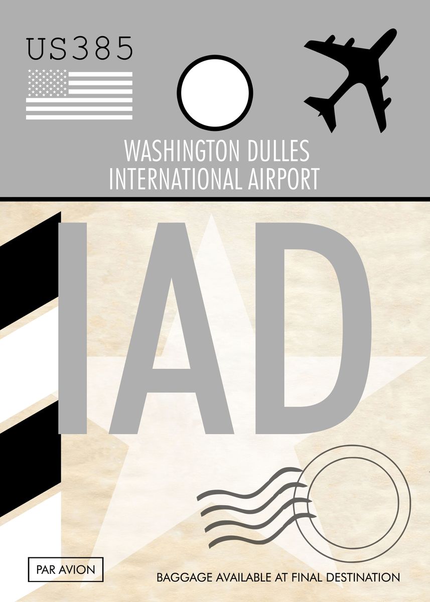 'IAD AIRPORT TAG' Poster by Atomic Chinook | Displate