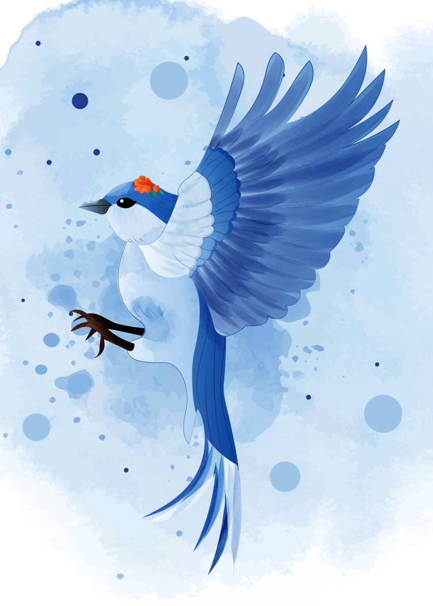 'Bluebird' Poster, picture, metal print, paint by Queensy Collin | Displate