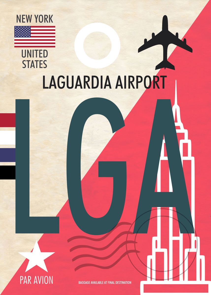 'LAGUARDIA AIRPORT LGA NYC' Poster, picture, metal print, paint by ...