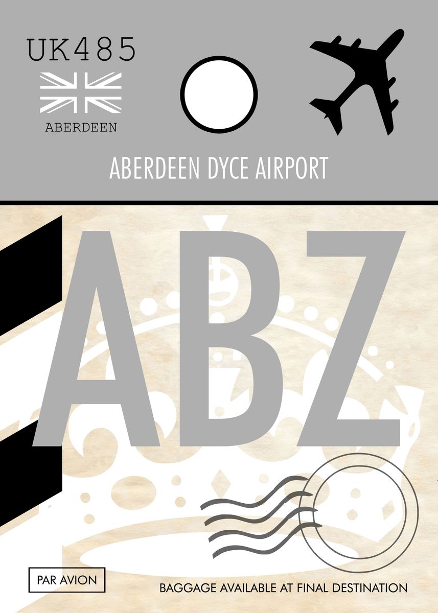 'ABERDEEN ABZ AIRPORT' Poster, picture, metal print, paint by Atomic ...