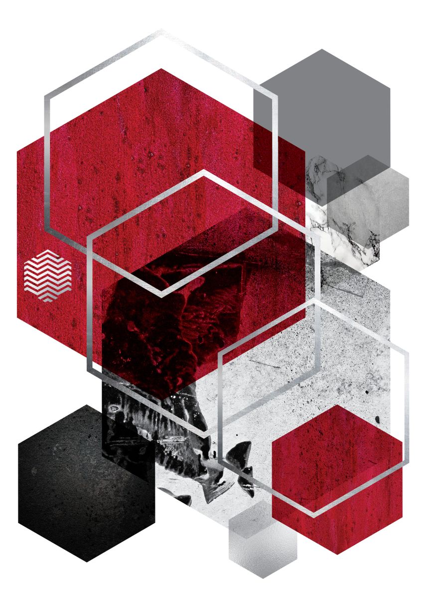 'Red Geo' Poster, picture, metal print, paint by Urban Epiphany | Displate