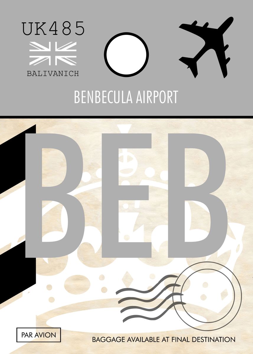 'BENBECULA BEB AIRPORT' Poster, picture, metal print, paint by Atomic Chinook | Displate