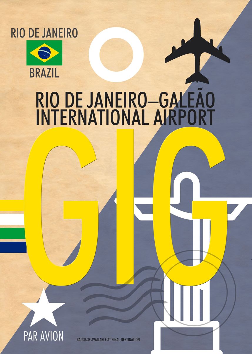 'RIO DE JANEIRO GIG AIRPORT' Poster, picture, metal print, paint by ...
