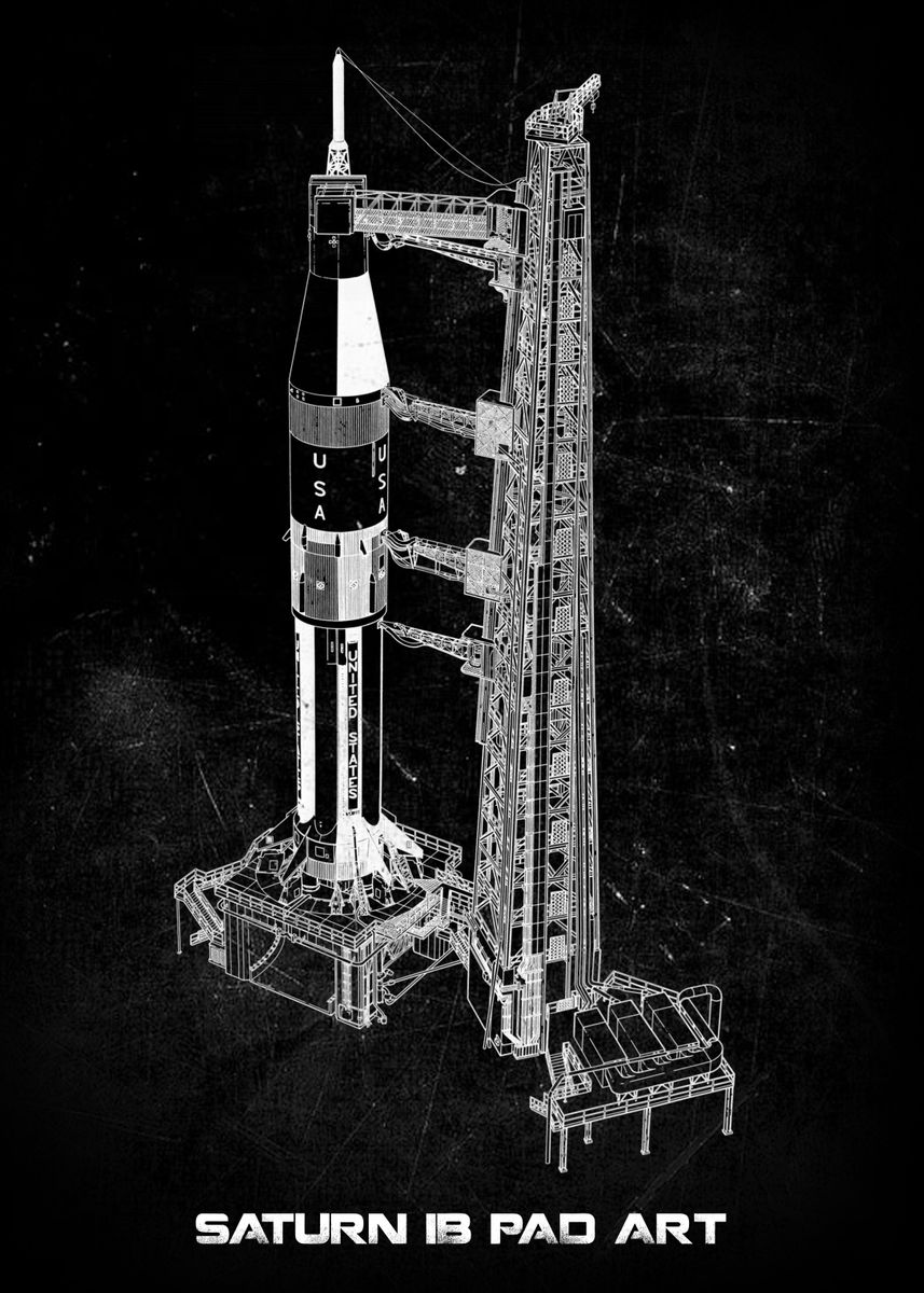 'SATURN IB PAD ART' Poster, picture, metal print, paint by JAT DESIGNS ...