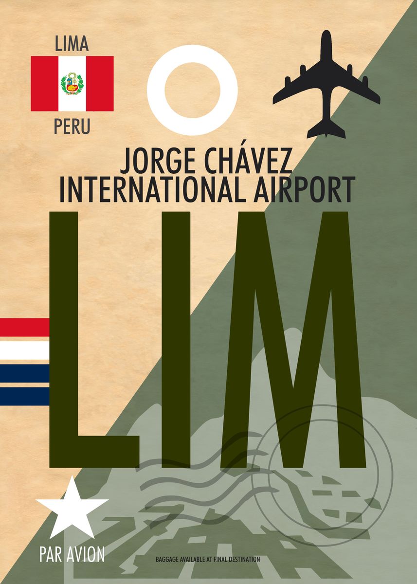 'JORGE CHAVEZ AIRPORT LIMA' Poster, picture, metal print, paint by Atomic Chinook | Displate