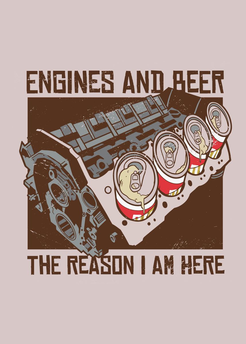 'Motor Illustration saying' Poster, picture, metal print, paint by ...