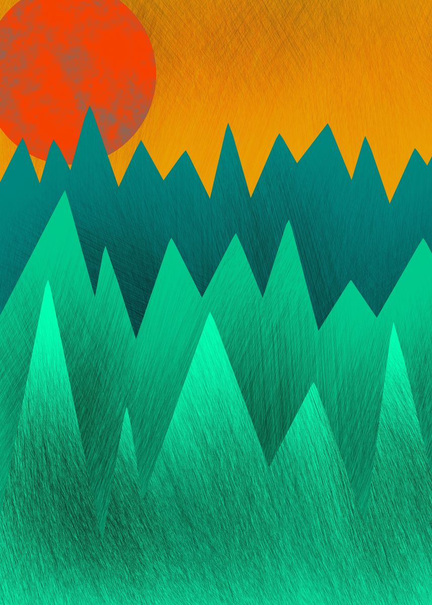 'Red Sky Landscape' Poster, picture, metal print, paint by Laura ...