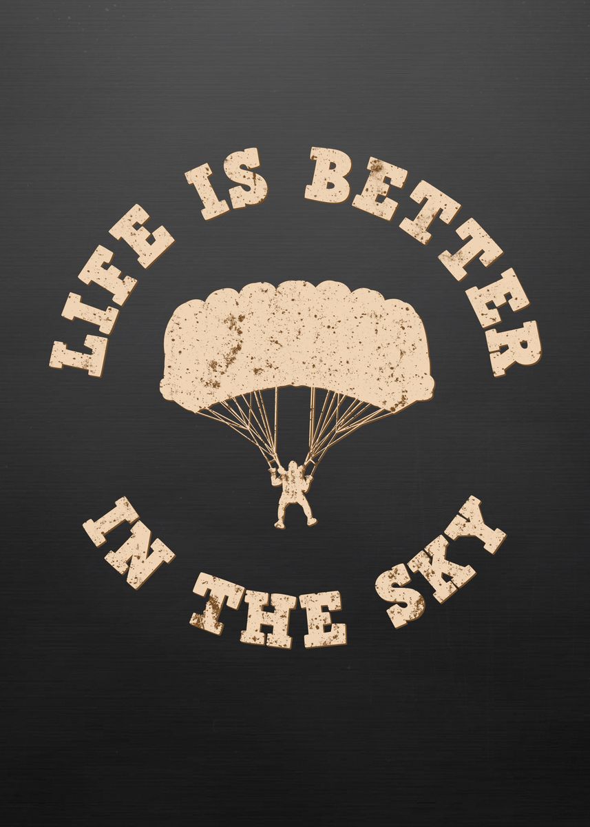 'Skydiving Parachuter Pun' Poster, picture, metal print, paint by ...