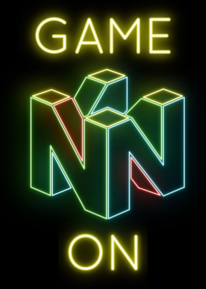 'Game On Neon Sign' Poster, picture, metal print, paint by Josh B ...