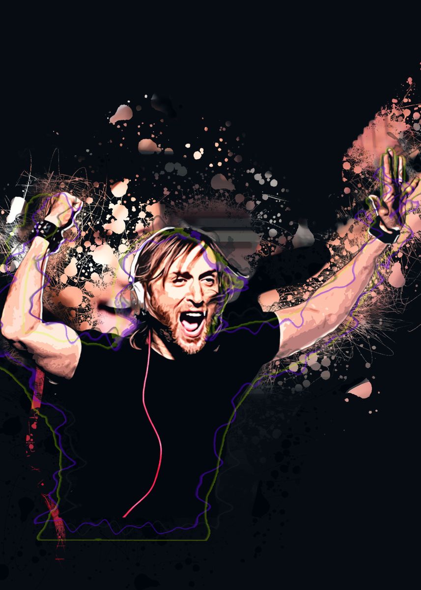 'David Guetta' Poster, picture, metal print, paint by MDA STUDIO | Displate
