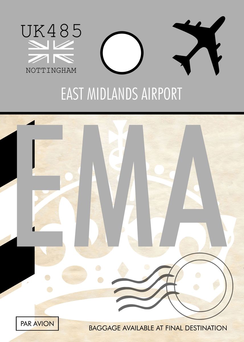 'EAST MIDLANDS AIRPORT EMA' Poster by Atomic Chinook | Displate